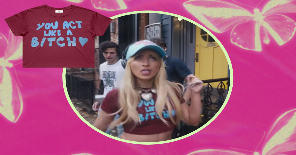 The You Act Like A B Tch Shirt From Sabrina Carpenters Feather Vid